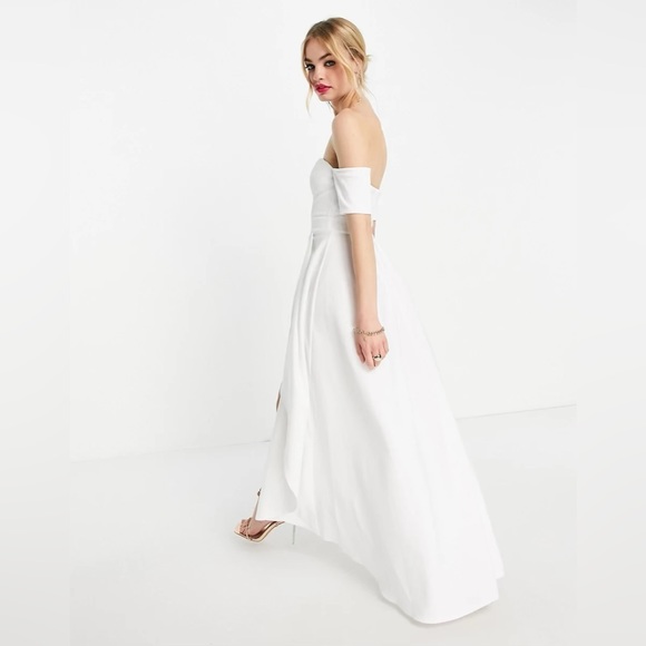 ASOS | Dresses | True Violet White Off Shoulder Tube Hi Low Flowy Dress ...